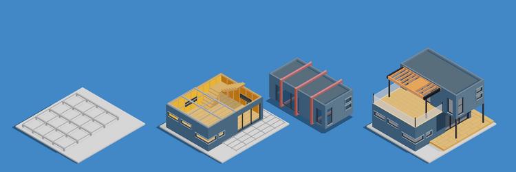 Modular building house composition Royalty Free Vector Image