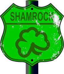 Spoof shamrock route 66 sign Royalty Free Vector Image
