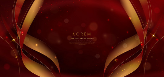 Elegant red background with glowing gold curved Vector Image