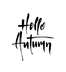 Hello autumn brush lettering Royalty Free Vector Image