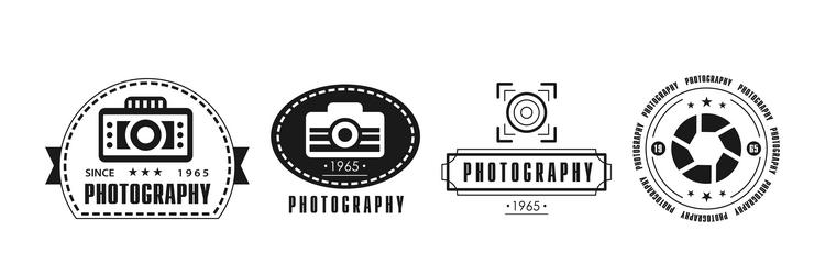 Photo studio black label and logo set Royalty Free Vector