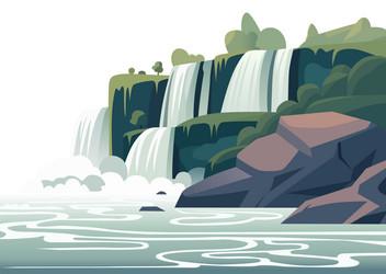 Cartoon waterfall landscape background card poster