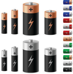 Different sizes battery Royalty Free Vector Image