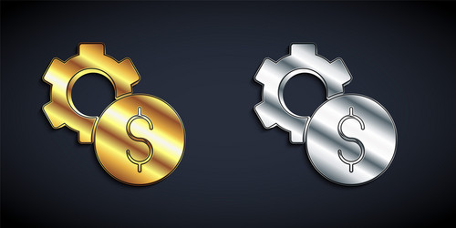 Gold and silver gear shifter icon isolated Vector Image