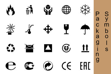 Icons for packaging set symbols product Royalty Free Vector