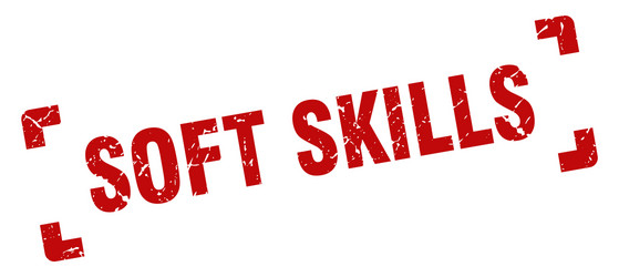 Soft skills stamp square grunge red Royalty Free Vector