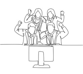 Teamwork concept one single line drawing young Vector Image