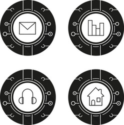 Cyber technology icons set Royalty Free Vector Image
