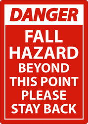 Danger fall hazard beyond this point sign Vector Image