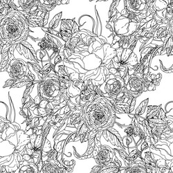 Seamless pattern with hand drawn flowers Vector Image