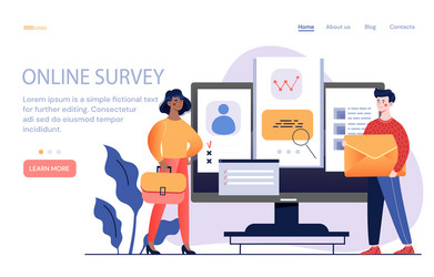 Customer filling up survey form Royalty Free Vector Image