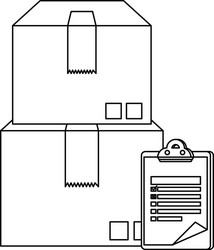 Box carton with magnifying and checklist delivery Vector Image
