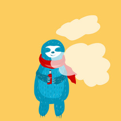 Cartoon cute blue sloth Royalty Free Vector Image