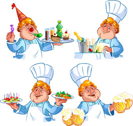Chef are holding their bread and cookies Vector Image