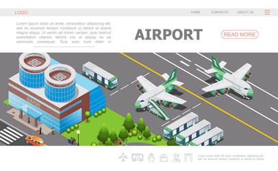 Main airport page template Royalty Free Vector Image
