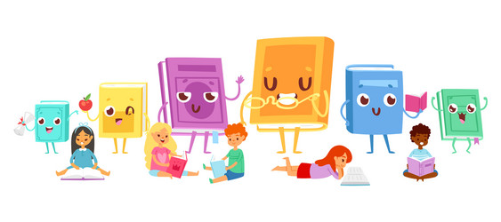 Font design for word library with kids reading Vector Image