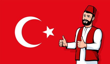 Turkish man wearing fez cartoon Royalty Free Vector Image