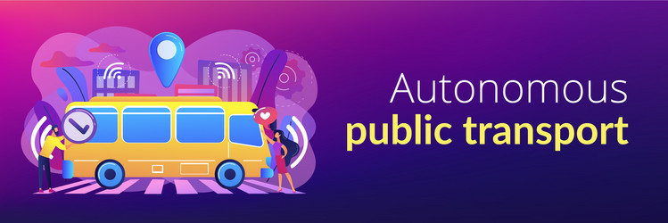 Autonomous public transport concept banner header Vector Image