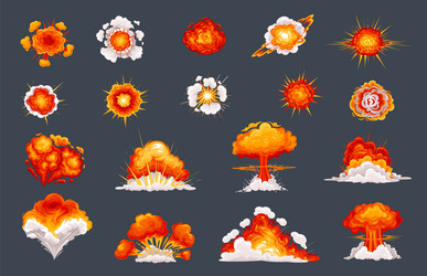 Small red explosion with clouds isolated Vector Image