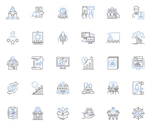 Proficiency line icons collection mastery Vector Image