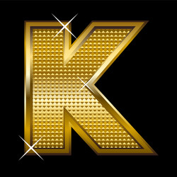 Gold letter k with roses Royalty Free Vector Image