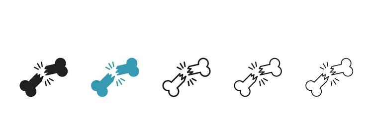 Bone broken icon set fracture indicator symbol Vector Image