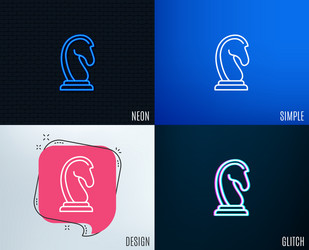 Chess knight line icon marketing strategy neon Vector Image