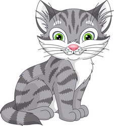 Grey kitten with bouquet Royalty Free Vector Image