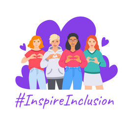 Inspire inclusion pose international womens day Vector Image
