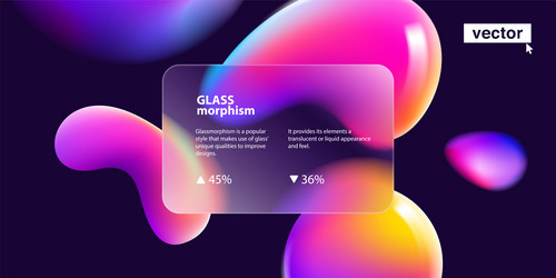 Transparent layout in glassmorphism style on dark Vector Image