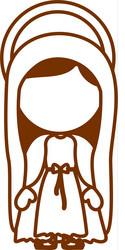 Brown silhouette of faceless head saint virgin Vector Image