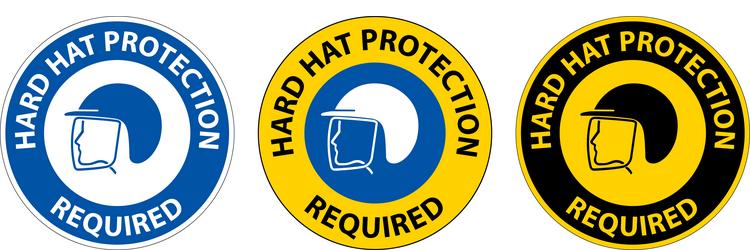 Notice hard hat protection required area sign Vector Image