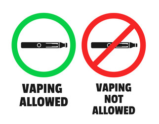 Vaping allowed sign with green circle and e Vector Image