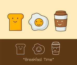 A coffee eggs and toast Royalty Free Vector Image