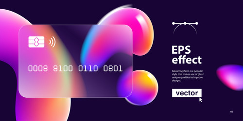 Glassmorphism card concept with colorful floating Vector Image