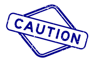 Grunge blue caution word rubber seal stamp Vector Image