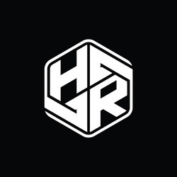 Hr letter logo monogram hexagon shape Royalty Free Vector