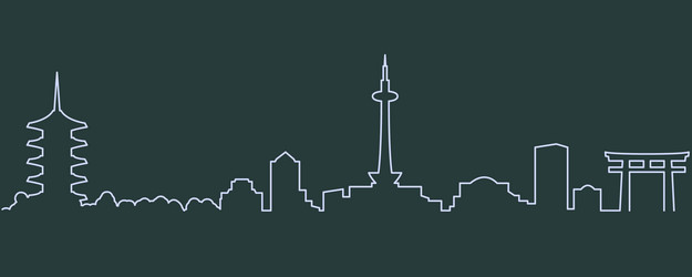 Kyoto dark line simple minimalist skyline Vector Image