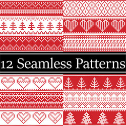 Nordic style pattern with hearts Royalty Free Vector Image