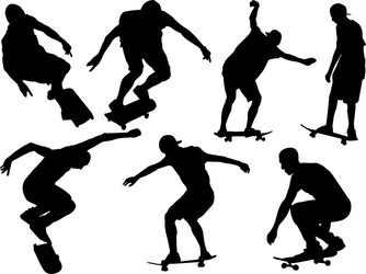 Skateboarder doing a jumping trick low poly Vector Image