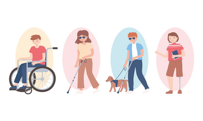 Diverse disabled people handicapped men and women Vector Image
