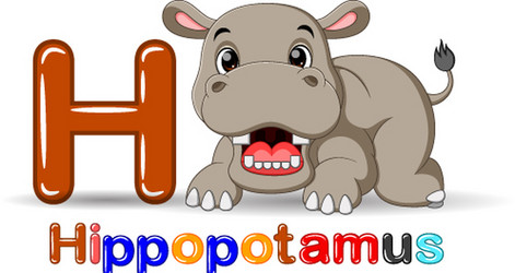 Flashcard letter h is for hippo Royalty Free Vector Image