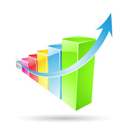 Rising stats graph with glossy yellow bars Vector Image