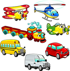 Cartoon funny red cars collection Royalty Free Vector Image