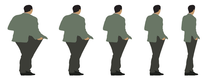 Conceptual fat overweight obese man vs slim fit Vector Image