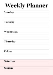 Weekly planner ready for a4 print blank Royalty Free Vector
