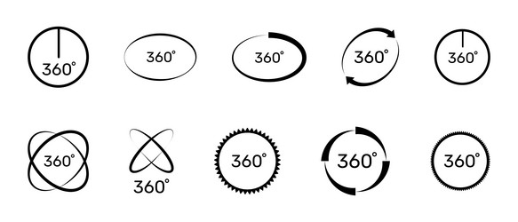 360 degree icon set symbol with arrow to indicate Vector Image