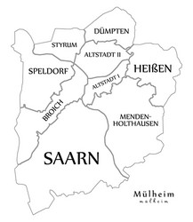 Mulheim city map grey silhouette shape Royalty Free Vector