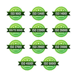 Set of iso certification stamp and labels iso Vector Image