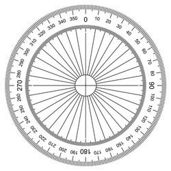Protractor actual size graduation Royalty Free Vector Image